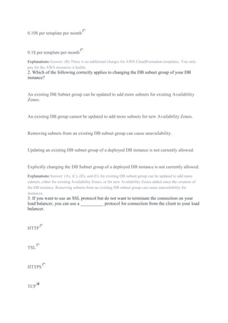 AWS Practice test document for certification | DOCX