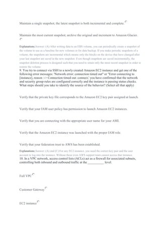 AWS Practice test document for certification | DOCX