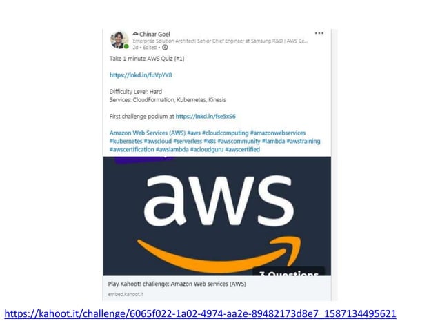 Amazon Web Services(AWS) Quiz 1 | PPTX | Cloud Computing | Internet
