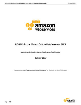Aws rdbms oracle | PDF | Cloud Computing | Internet