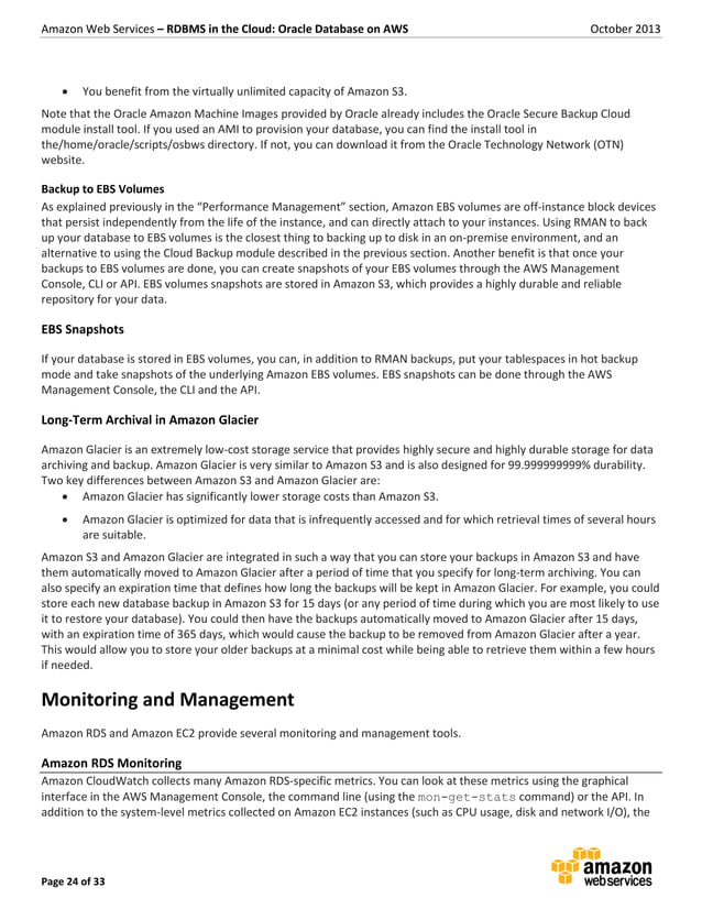 Aws rdbms oracle | PDF | Cloud Computing | Internet