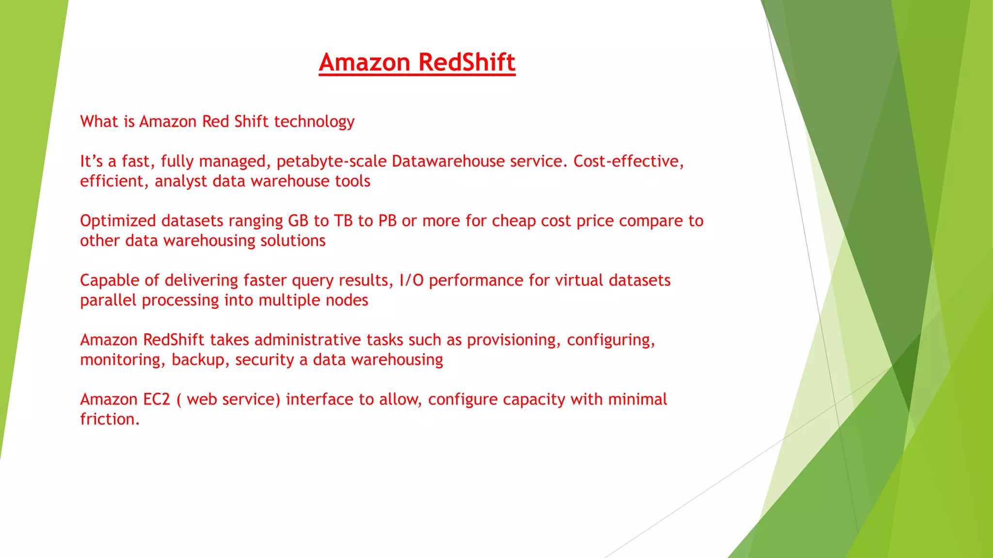 Bigdata Aws Redshift With S3 Ec2 Ppt 