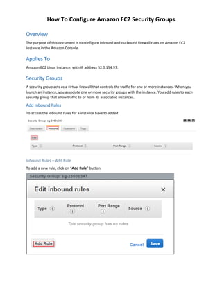 How To Configure Amazon EC2 Security Groups | PDF