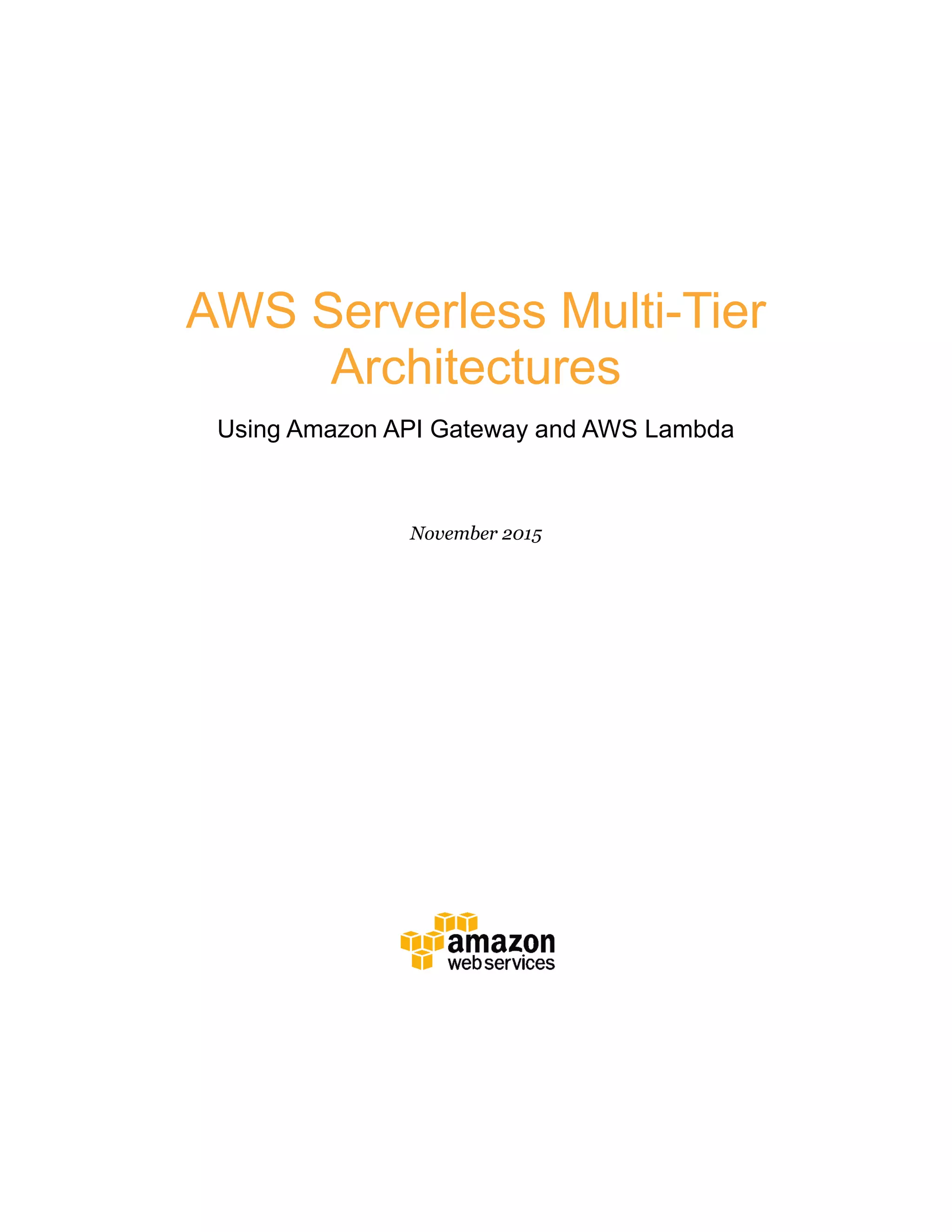 Aws serverless multi-tier_architectures | PDF