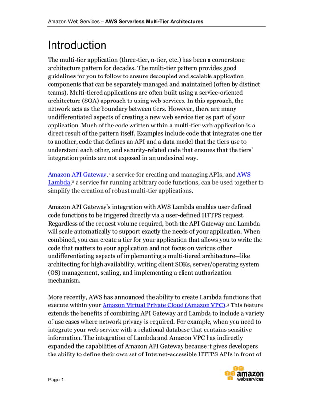 Aws serverless multi-tier_architectures | PDF