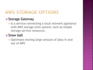 Aws storage options | PPTX | Cloud Computing | Internet