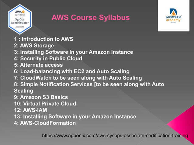 Aws sys ops associate certification training | PPT
