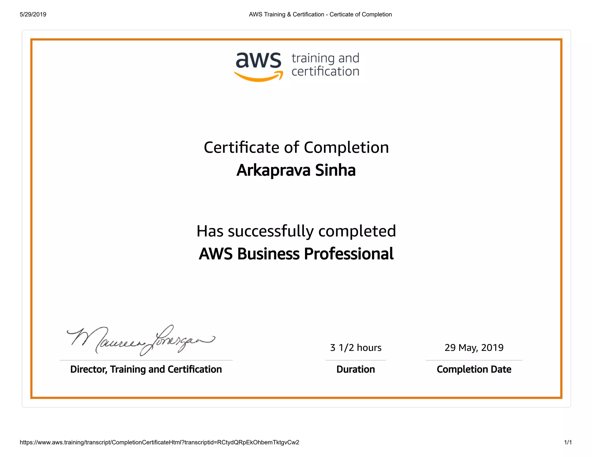 Aws Training & Certification-Certificate of completion | PPT