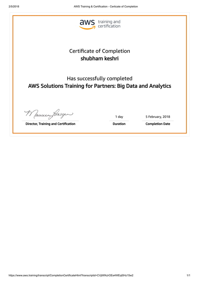 AWS big data and analytics Shubham Keshri | PDF