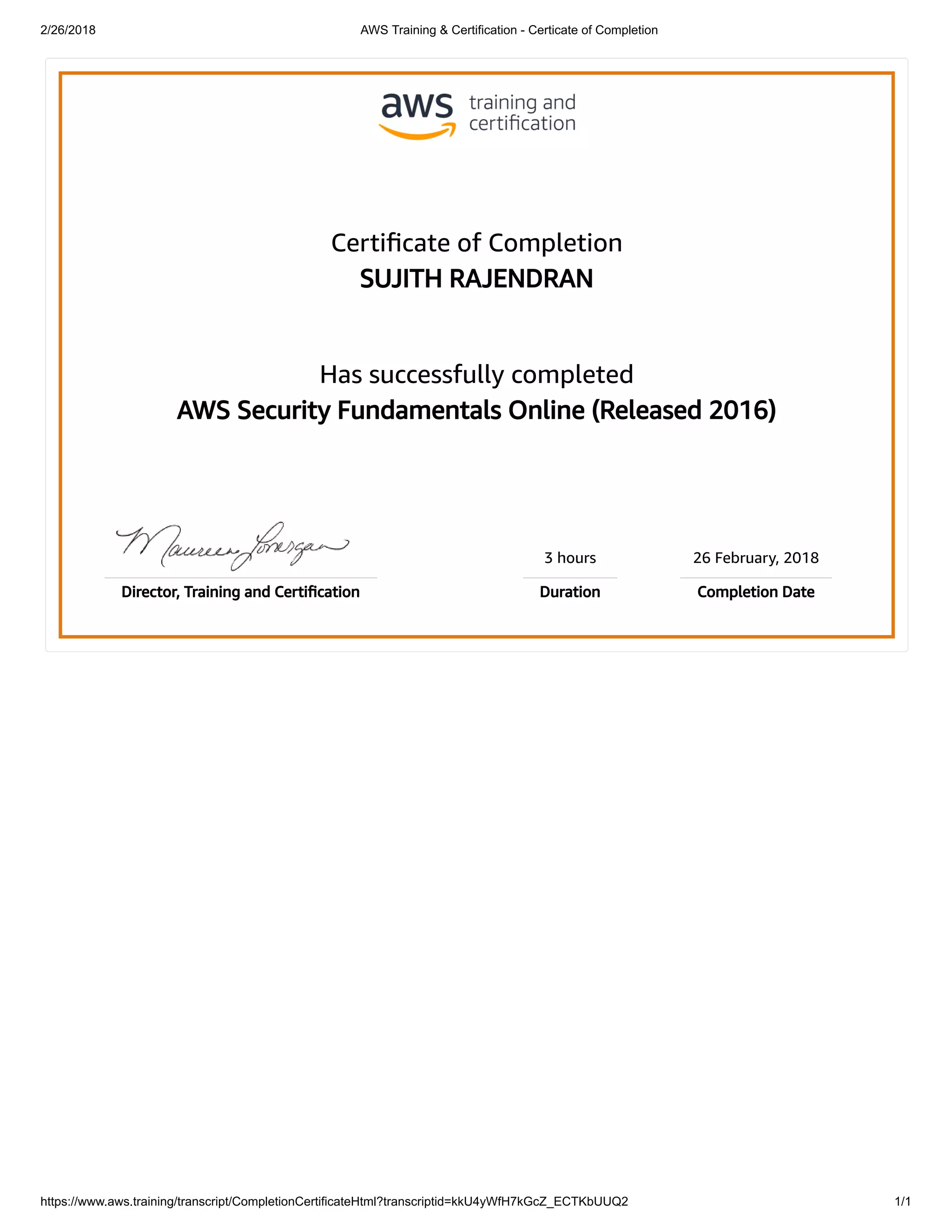 AWS Security Fundamentals Online (Released 2016) | PDF