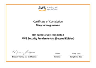 Aws training & certification certificate of completion | PDF