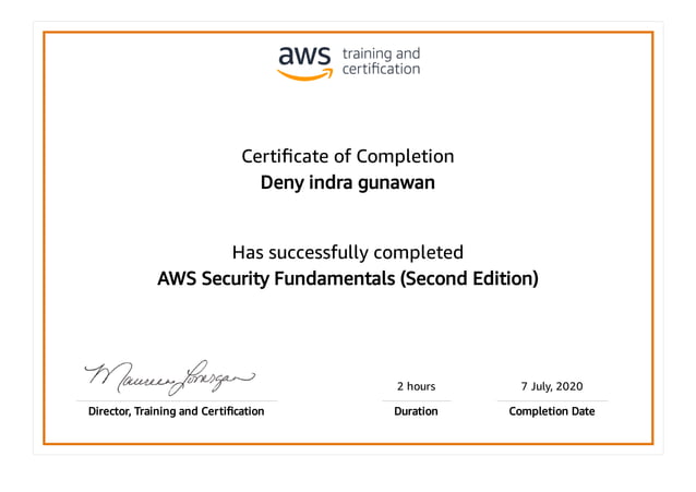 Aws training & certification certificate of completion | PDF