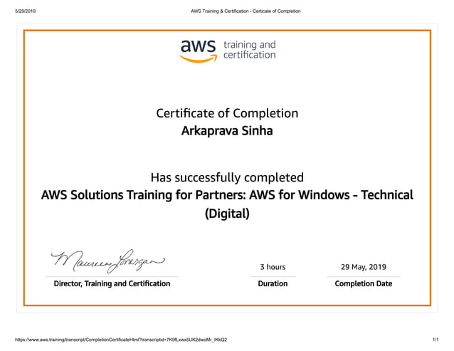Aws Training & Certification- Certicate of Completion | PDF