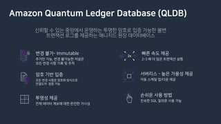 Amazon QLDB를 통한 원장 기반 운전 면허 검증 서비스 구현 - 윤석찬 :: AWS Unboxing 온라인 세미나 | PDF