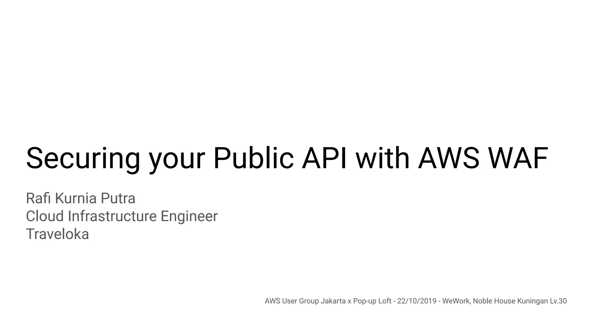 Securing your Public API with AWS WAF | PDF
