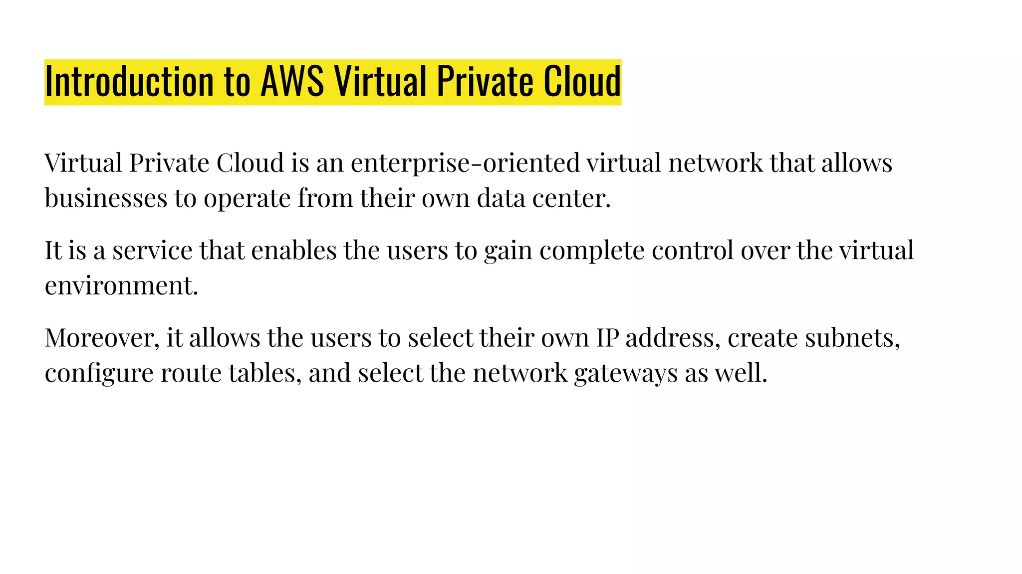AWS Virtual Private Cloud | PPT
