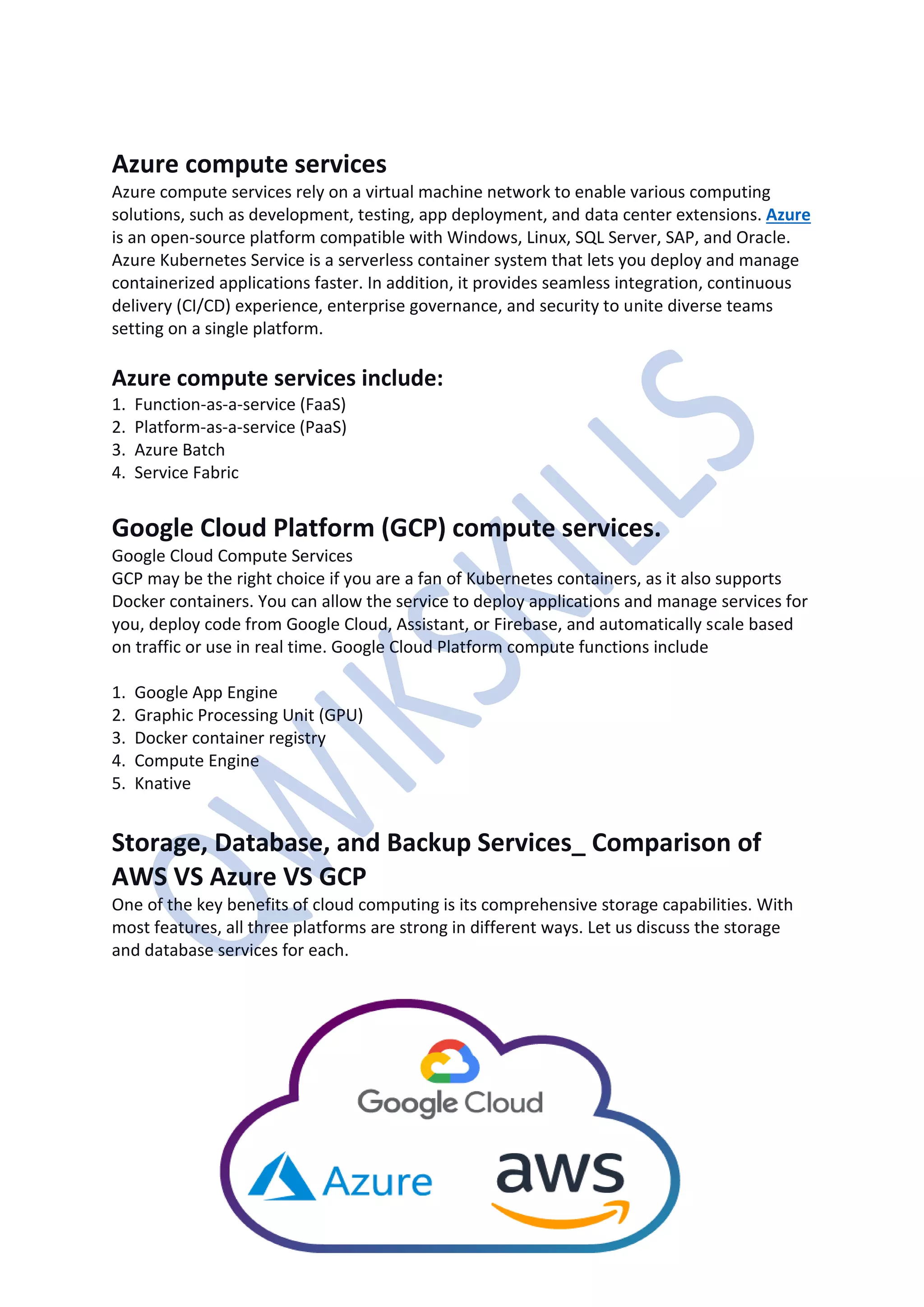AWS Vs Azure Vs Google: Cloud Services Comparison | PDF