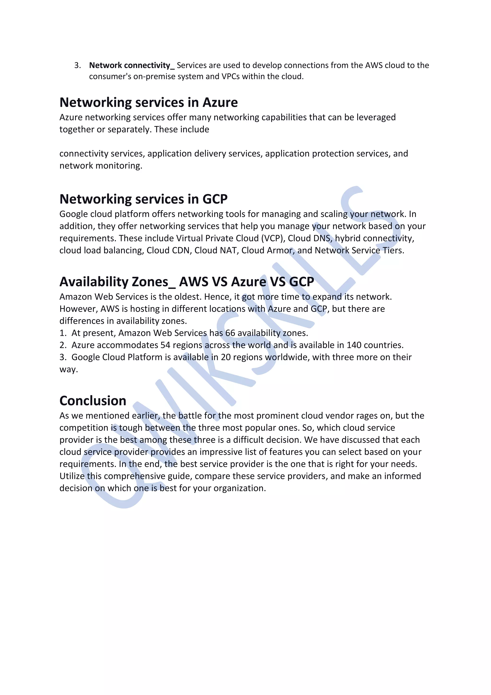 AWS Vs Azure Vs Google: Cloud Services Comparison | PDF
