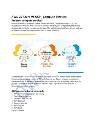 AWS Vs Azure Vs Google: Cloud Services Comparison | PDF
