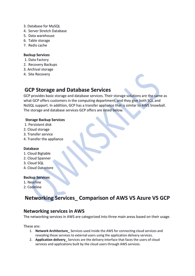 AWS Vs Azure Vs Google: Cloud Services Comparison | PDF