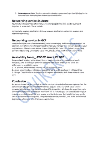 AWS Vs Azure Vs Google: Cloud Services Comparison | PDF