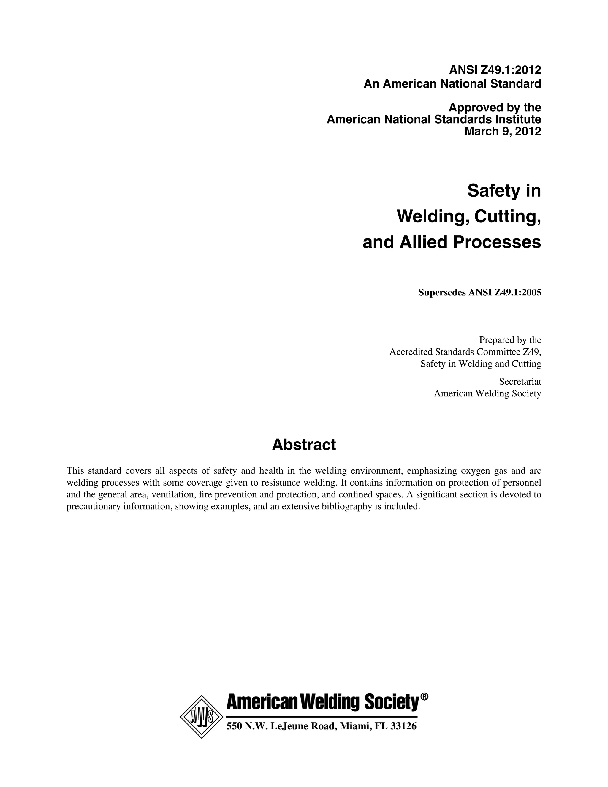 Aws z49 safety in welding and cutting | PDF