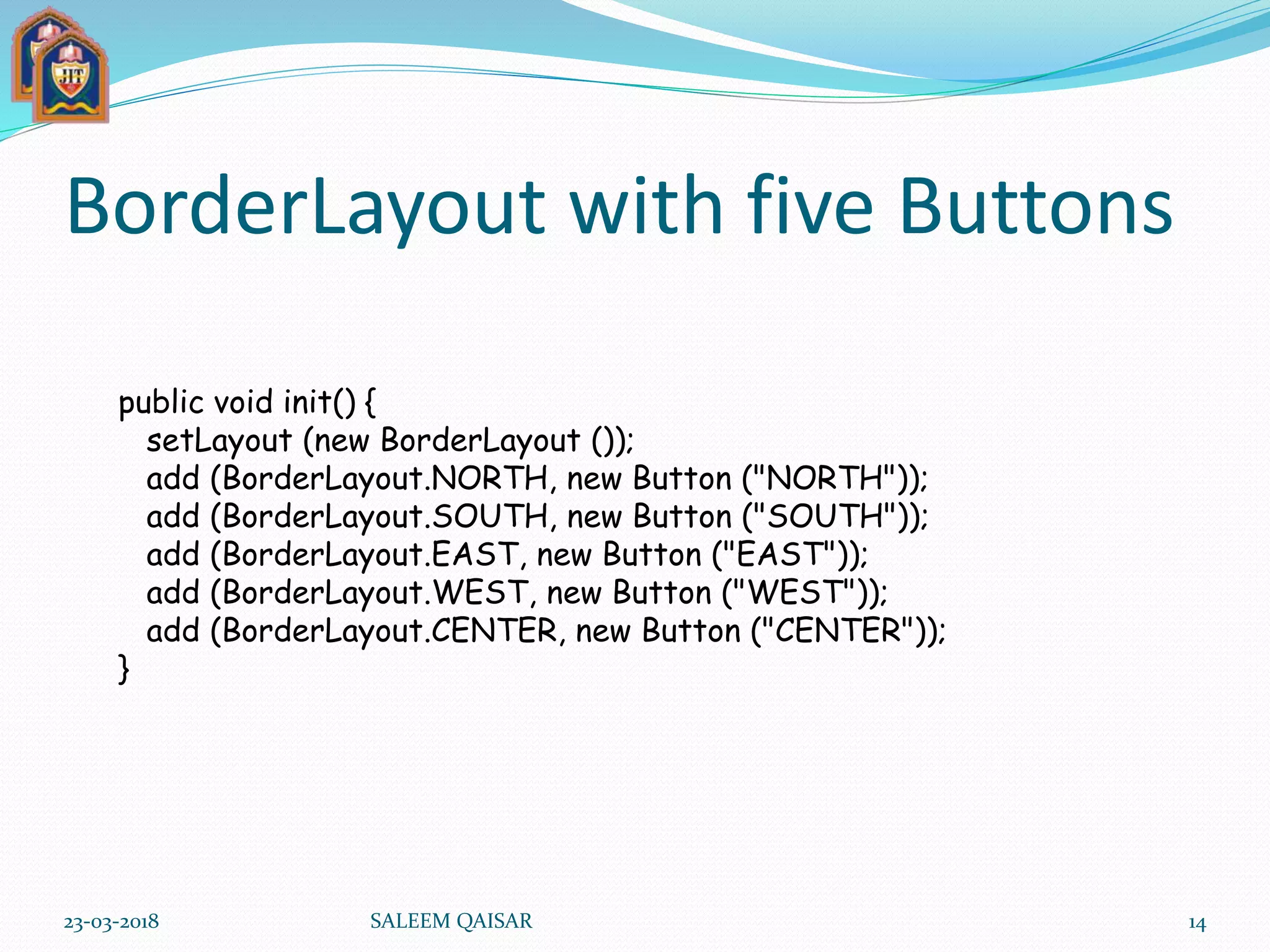Awt Swings Applets In Java Pptx Programming Languages Computing
