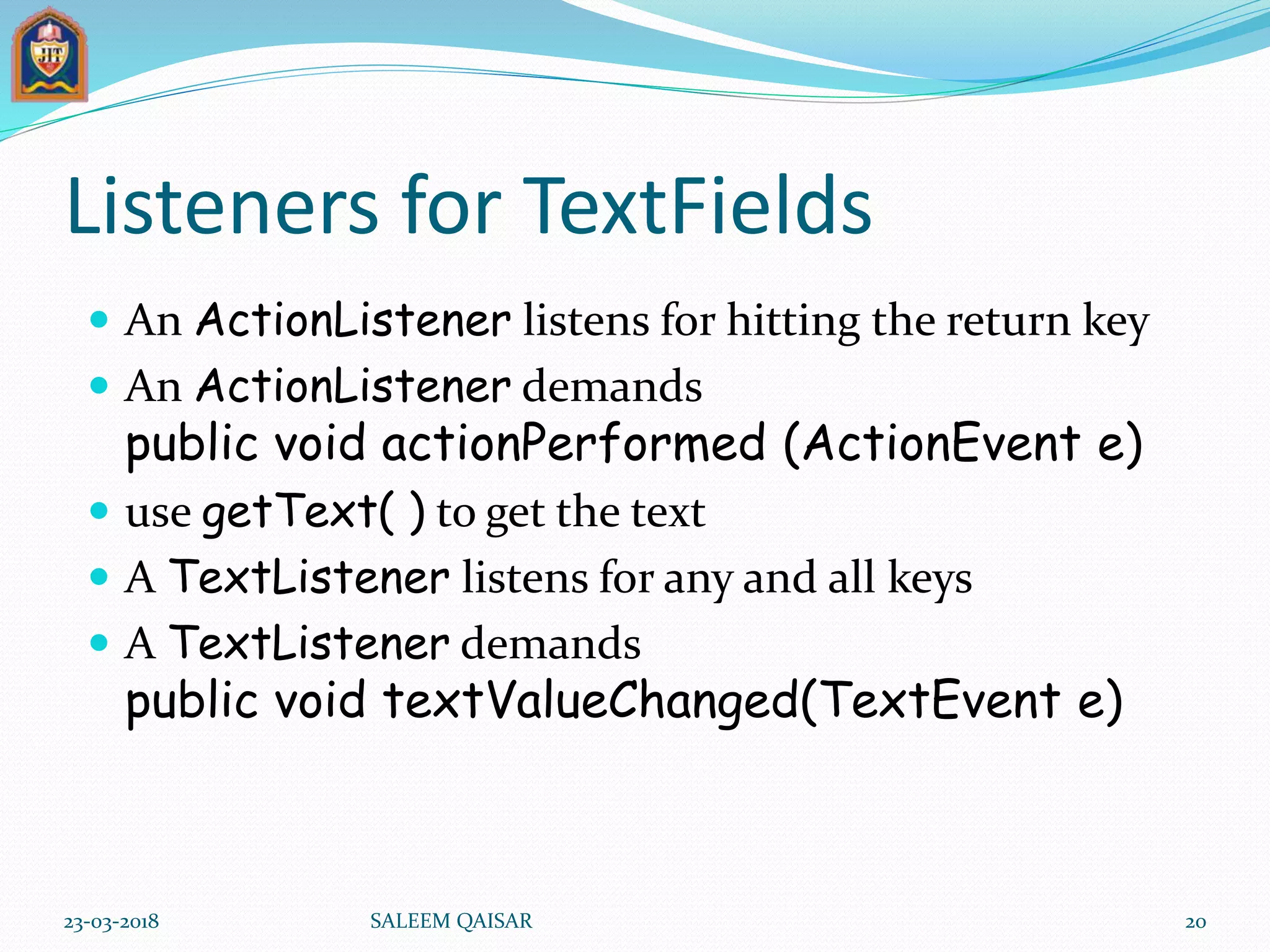 Awt Swings Applets In Java Ppt