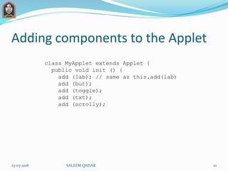 Awt - Swings-- Applets In java | PPTX | Programming Languages | Computing