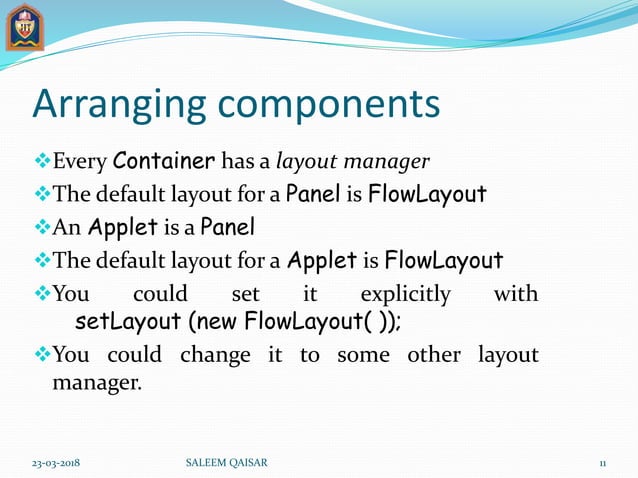 Awt - Swings-- Applets In java | PPTX | Programming Languages | Computing