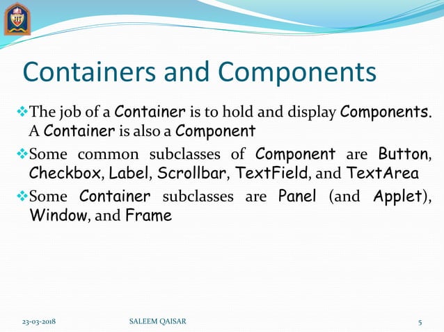 Awt Swings Applets In Java Ppt 