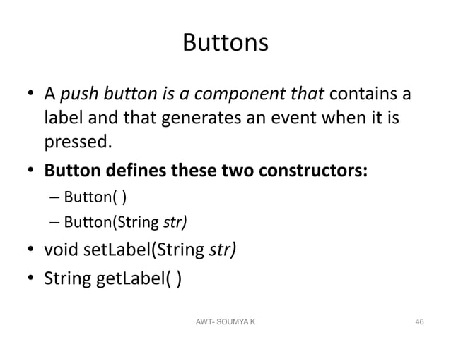 Awt controls ppt | PPT | Programming Languages | Computing