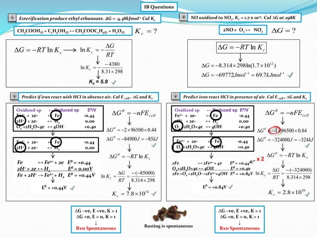 IB Chemistry on Gibbs Free energy, Equilibrium constant and Cell ...