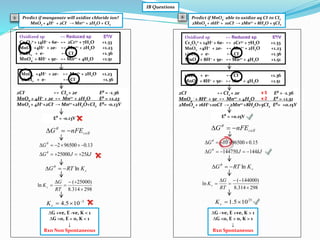 IB Chemistry on Gibbs Free energy, Equilibrium constant and Cell ...