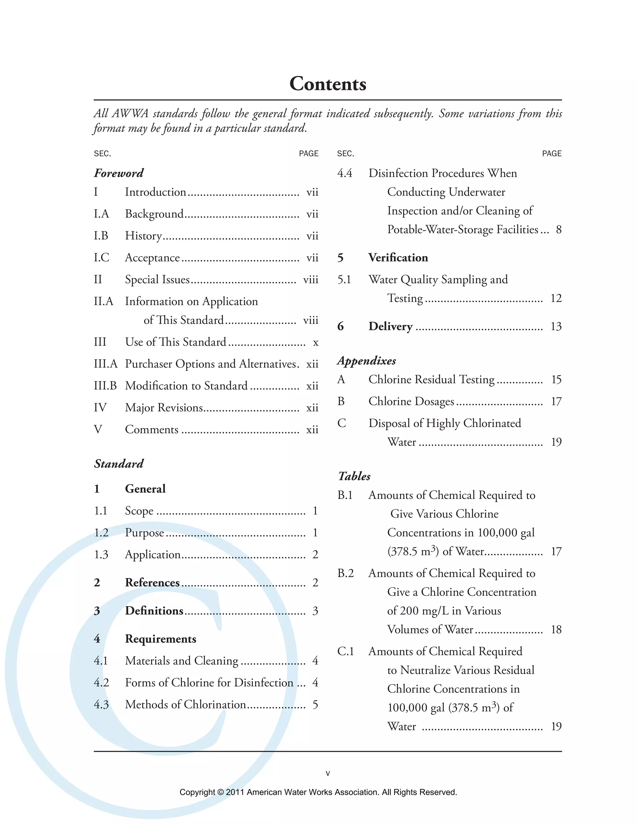 AWWA C652-11-Previews Desinfeccion of Water Storage Facilities | PDF
