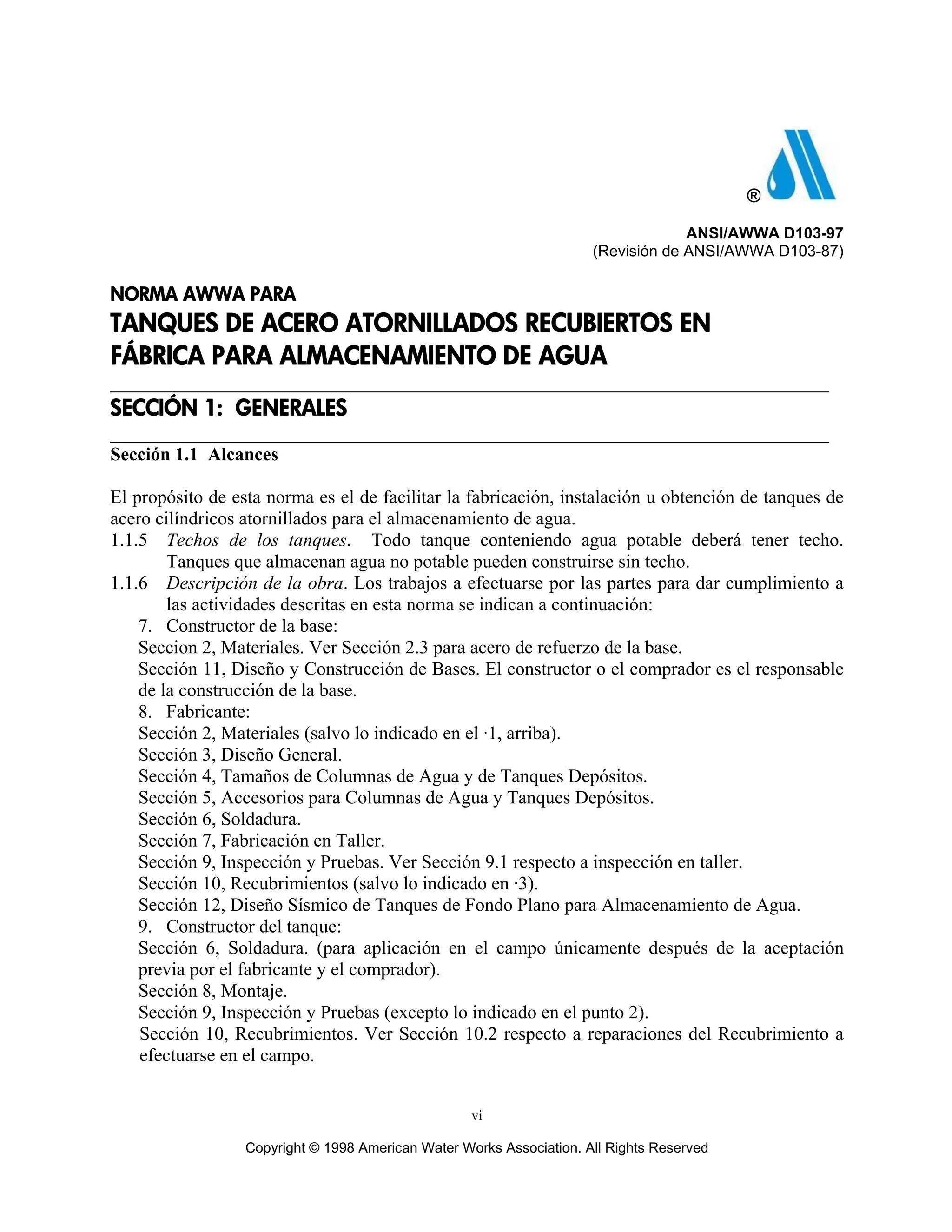 Awwa d103-97-espanol | PDF