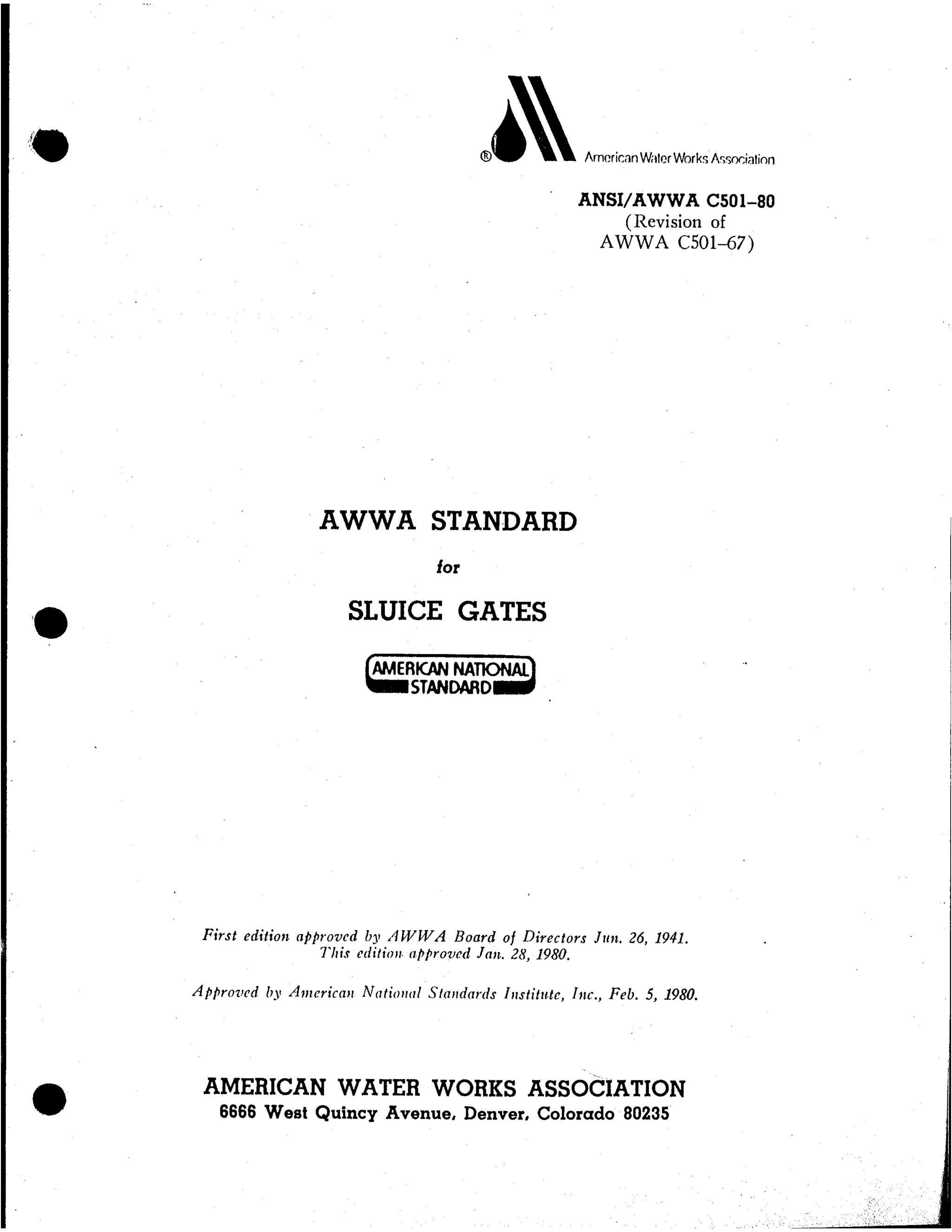 Awwa c501 1980 cast iron sluice gates | PDF