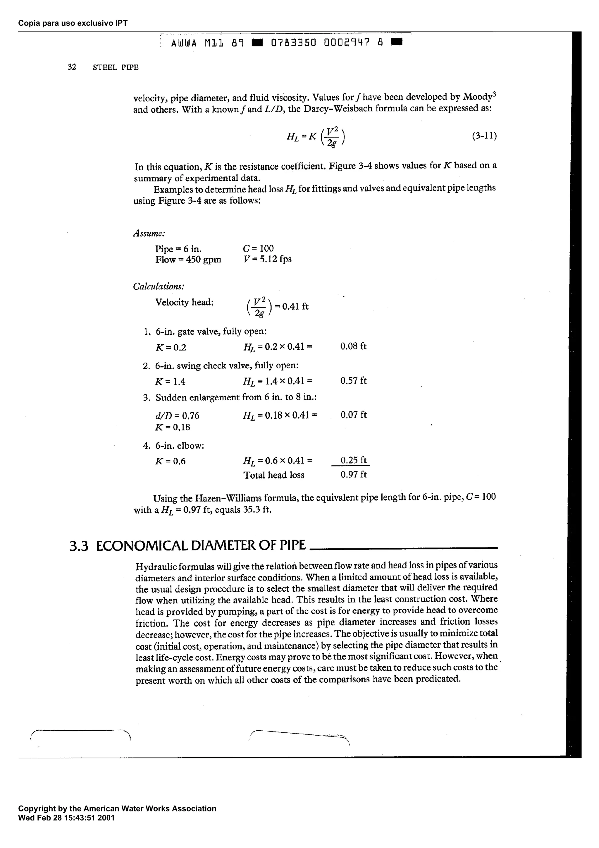 Awwa m11 1989-steel pipe-design and installation | PDF