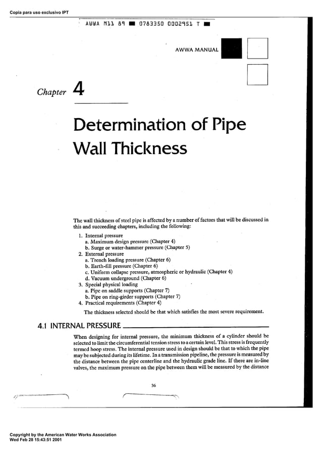 Awwa m11 1989-steel pipe-design and installation | PDF