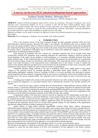 A survey on Inverse ECG (electrocardiogram) based approaches | PDF | Heart and Cardiovascular ...
