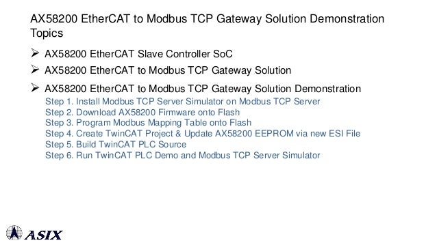 Asix Ax58200 Ethercat To Modbus Tcp Gateway Solution Introduction Ppt