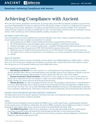 Jelecos: Achieving Compliance with Axcient | PDF | Cloud Computing ...