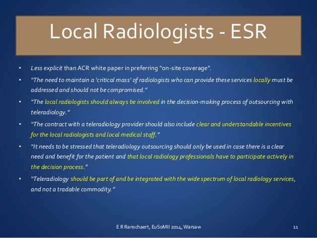 Comparison of ESR & ACR Teleradiology White Papers
