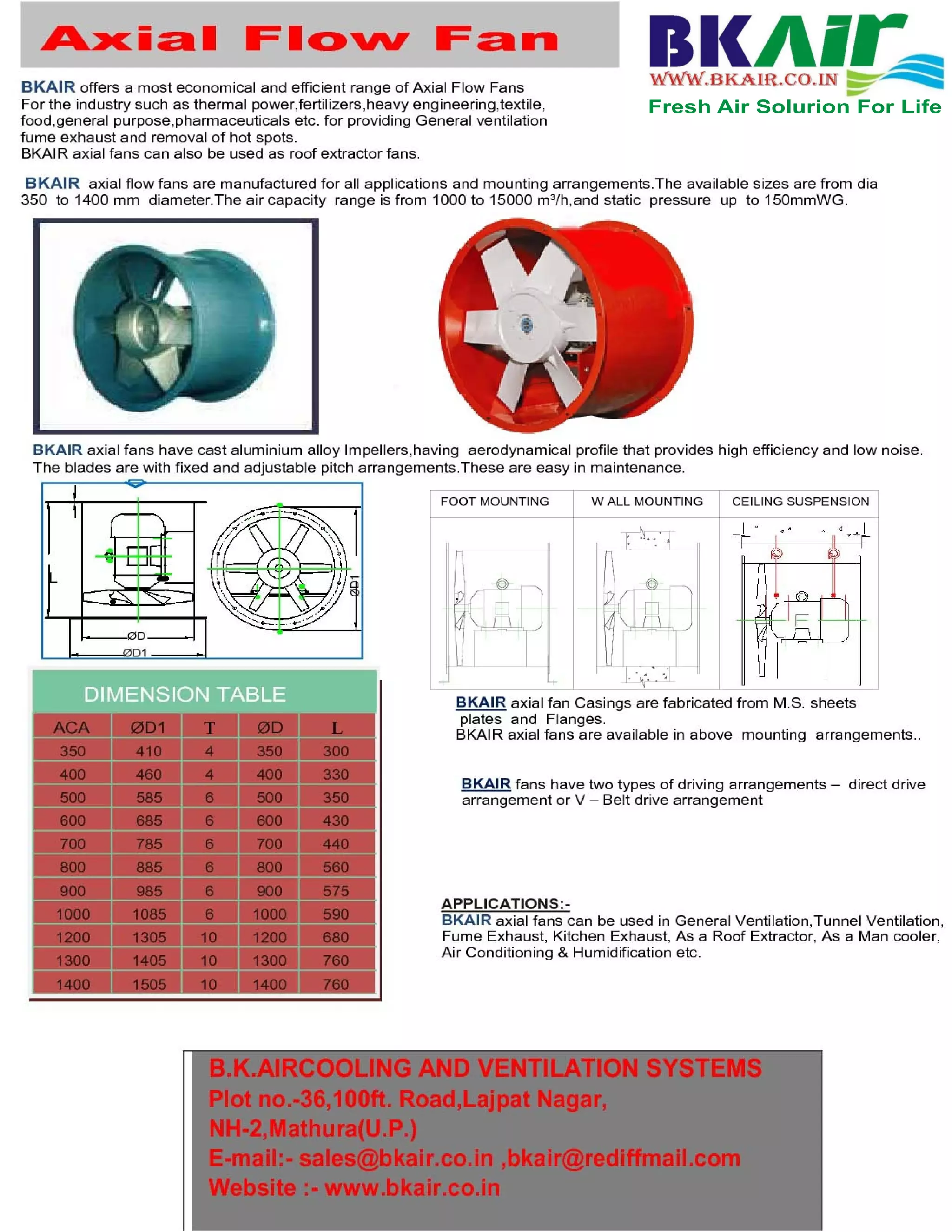 Axial Flow Fan Catalogue 1 | PDF