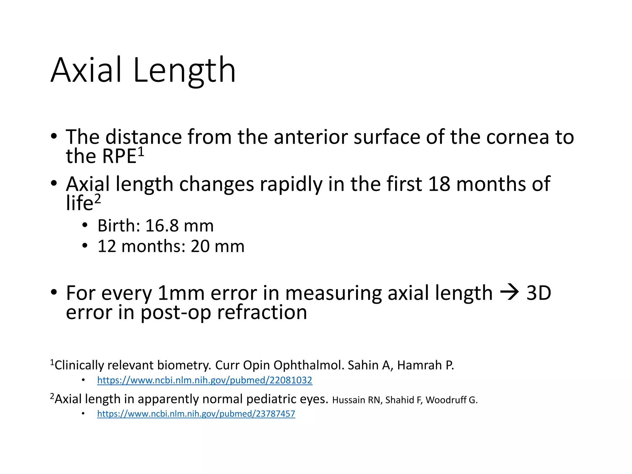Optical and Non-optical Methods of Measuring Axial Length of Eye | PPTX