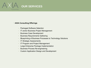 Axia Overview 5.2009