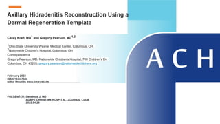 Axillary Hidradenitis Reconstruction Using a Dermal Regeneration ...