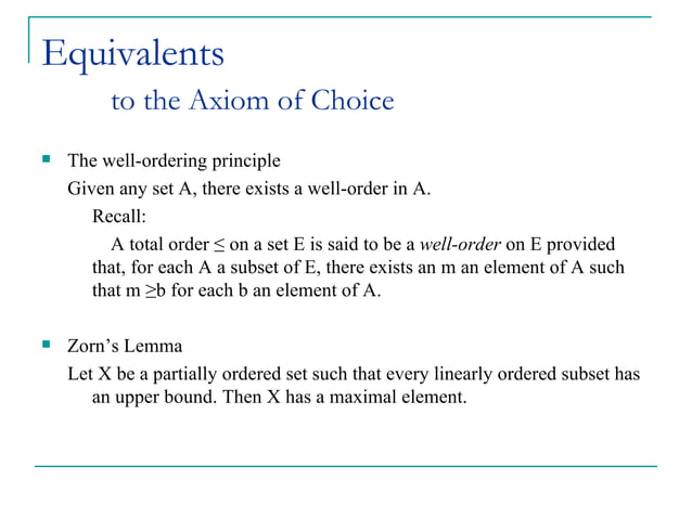 Axiom of Choice | PPT | Physics | Science