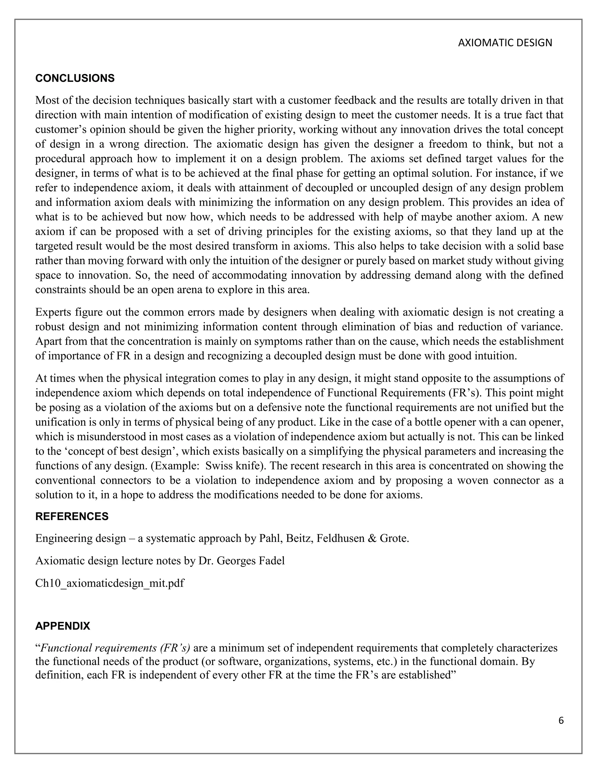 Axiomatic design-pdf | PDF