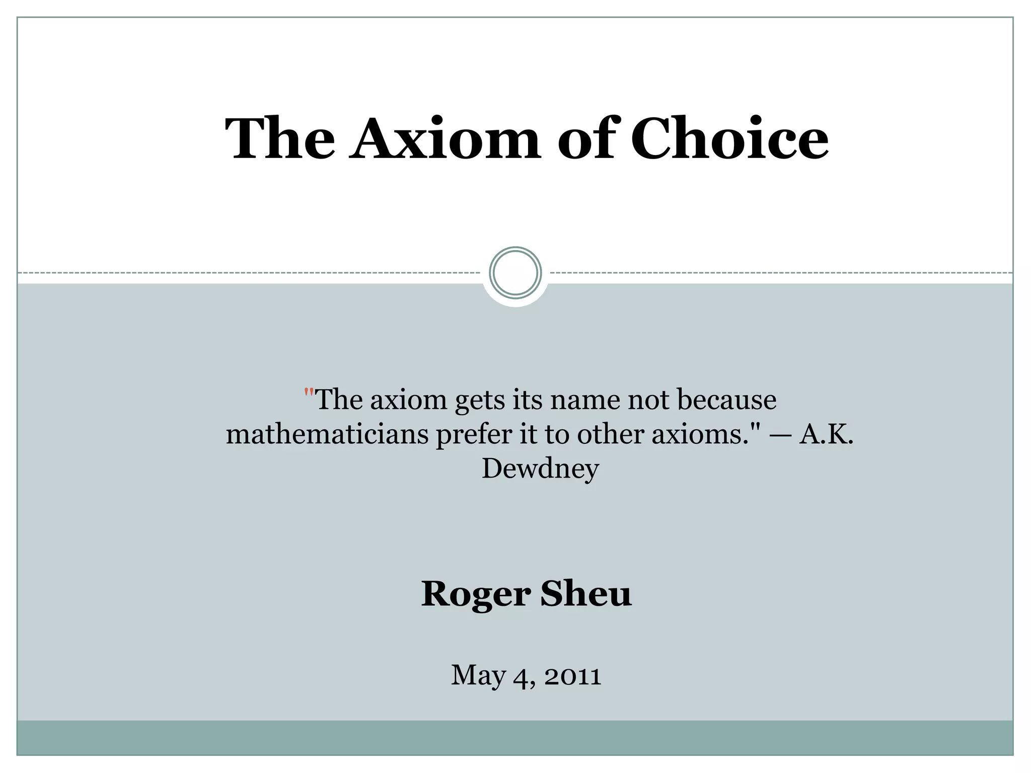 Axiom of choice presentation | PPTX